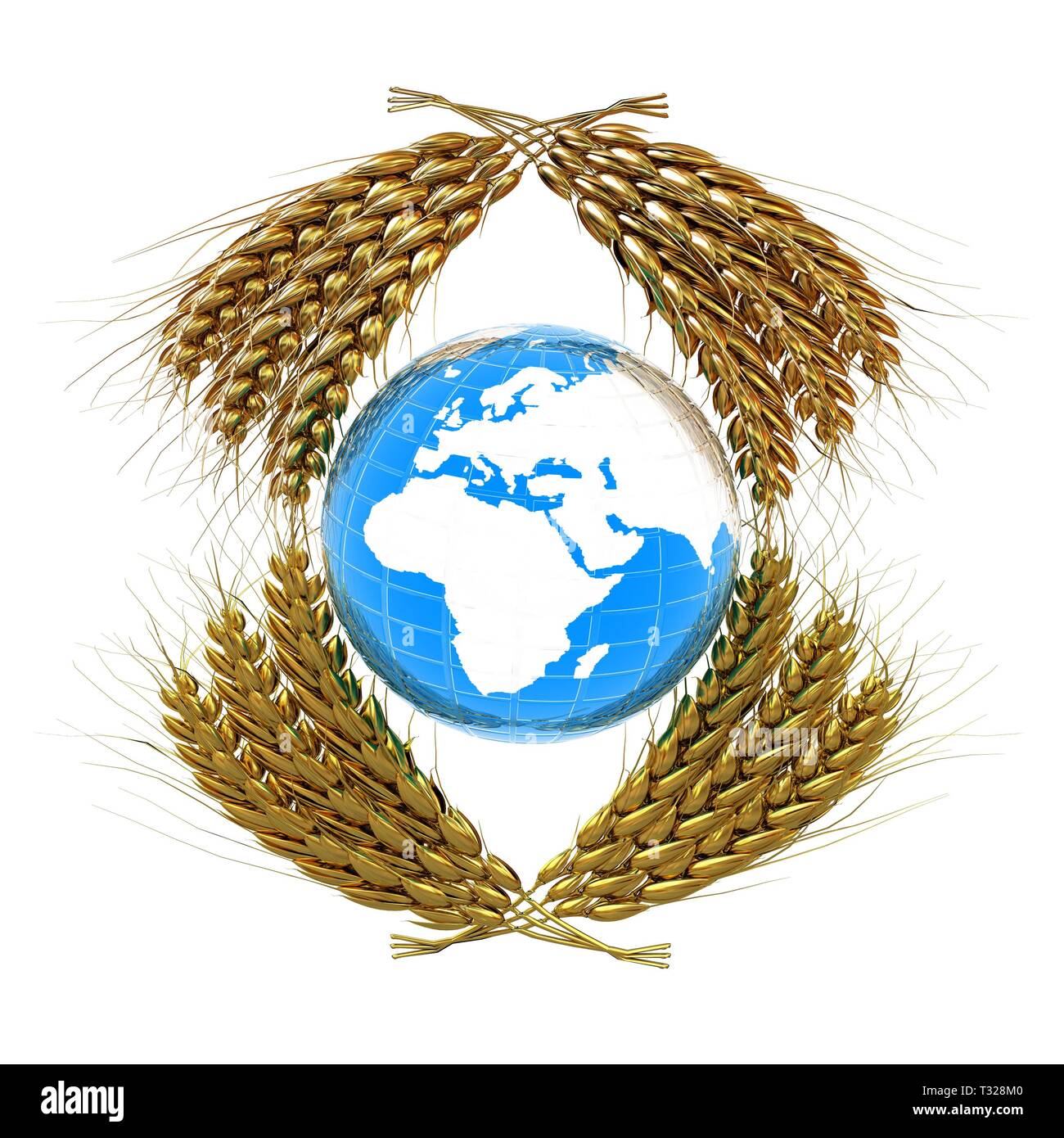 Wheat ears logo design with Earth. 3d render Stock Photo - Alamy