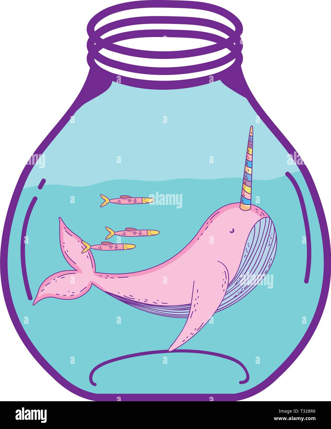 cute narval in mason jar vector illustration design Stock Vector Image ...