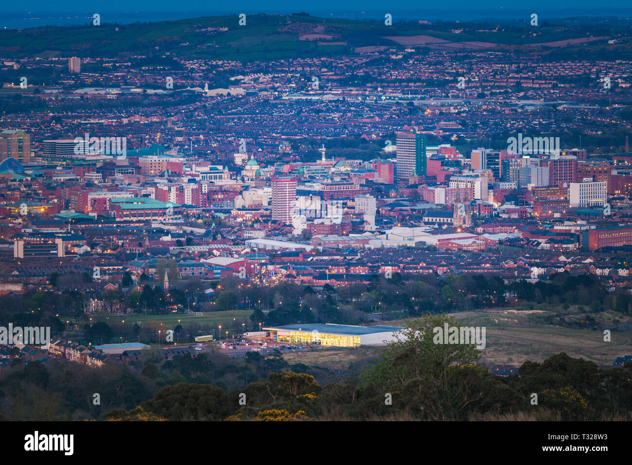 Aerial panorama of Belfast. Belfast, Northern Ireland, United Kingdom ...