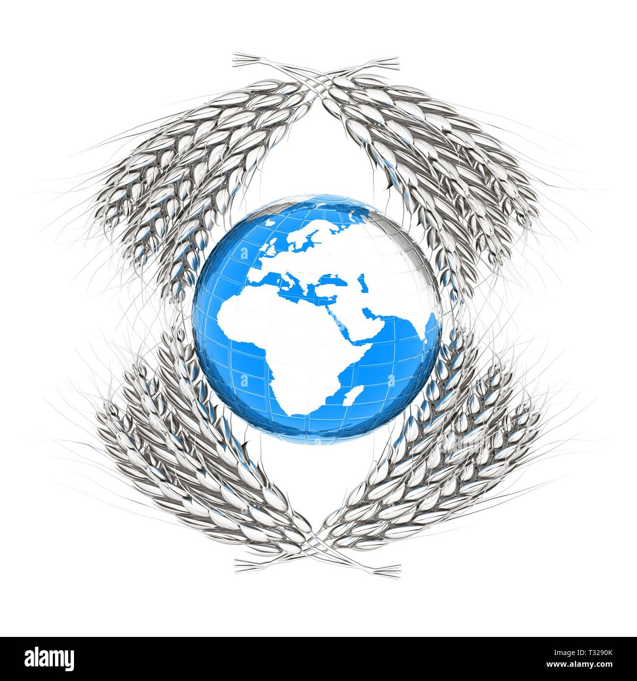 Wheat ears logo design with Earth. 3d render Stock Photo - Alamy