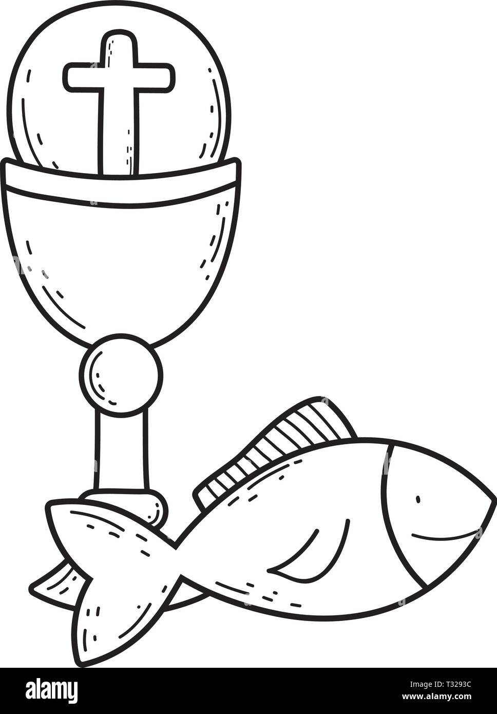 sacred chalice with first communion vector illustration design Stock ...