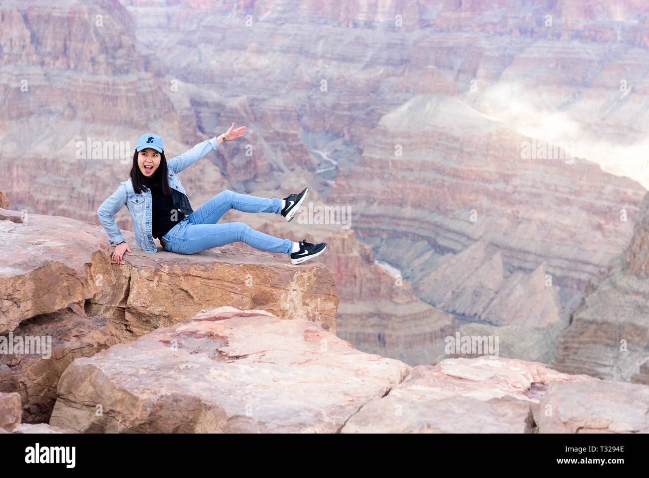 GRAND CANYON - February 19: Tourists take pictures at Eagle Point at ...