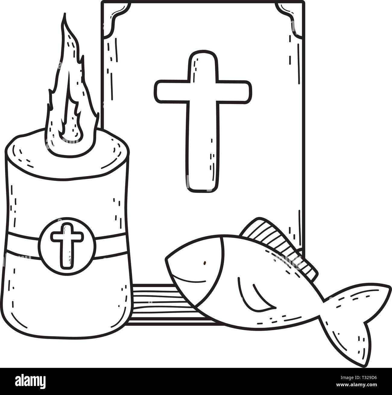 holy bible book with candle vector illustration design Stock Vector ...