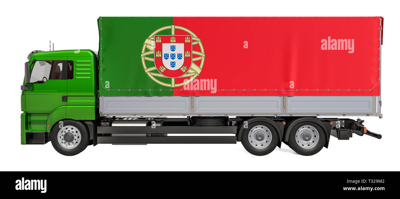 Cargo Delivery in Portugal, 3D rendering isolated on white background ...