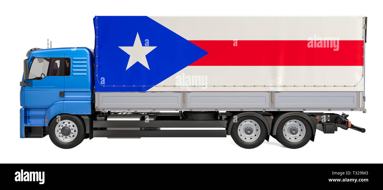 Cargo Delivery in Puerto Rico, 3D rendering isolated on white ...