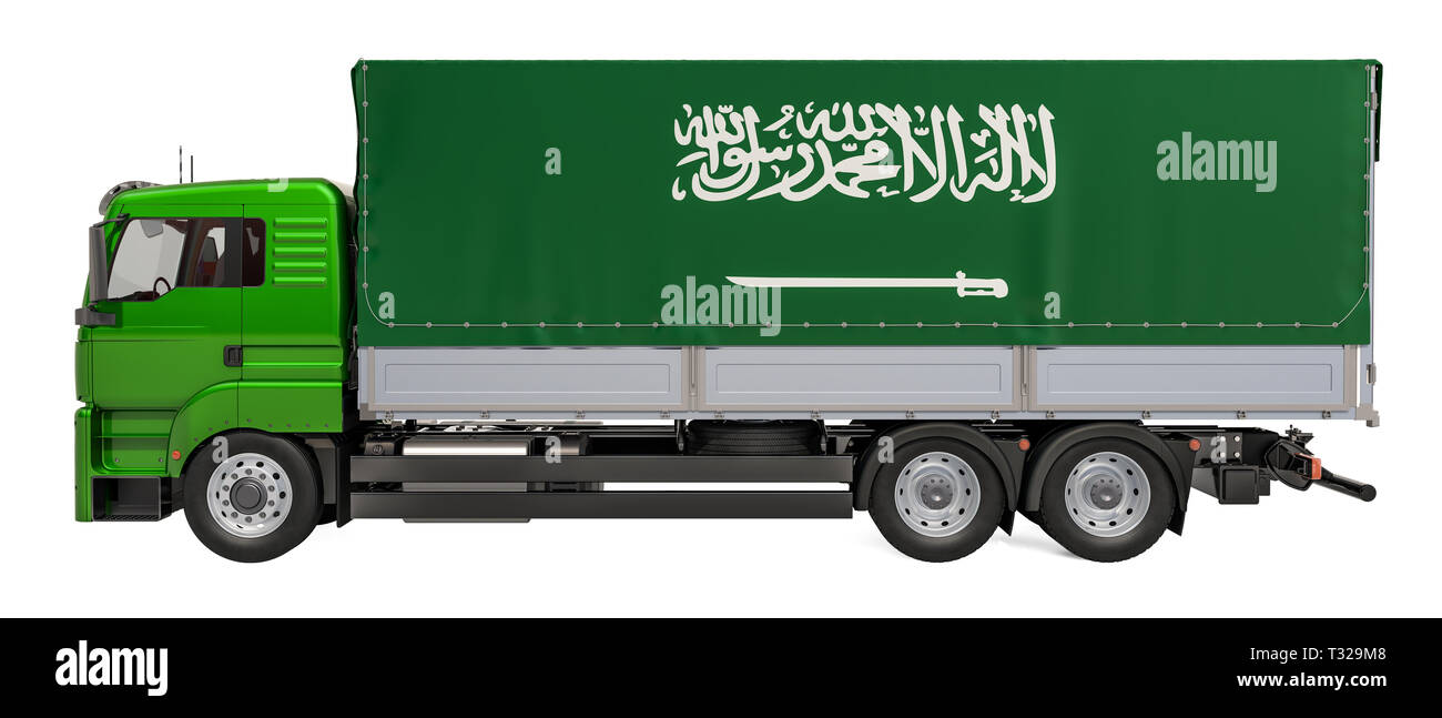 Cargo Delivery in Saudi Arabia, 3D rendering isolated on white ...