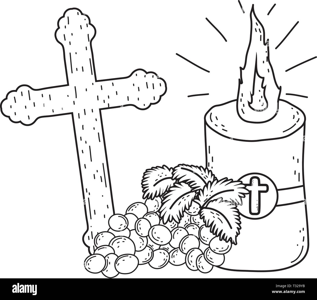 Paschal candle sacred with grapes fruits vector illustration design ...