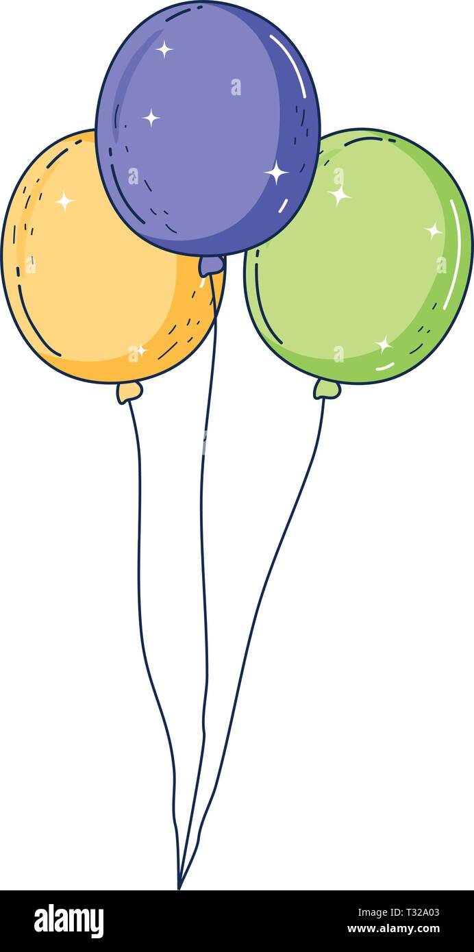 Balloons Helium Floating Icon Vector Illustration Design Stock Vector