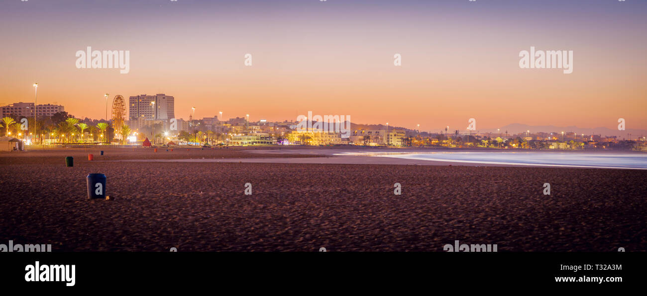 Beach in Agadir - panoramic view. Agadir, Souss-Massa, Morocco Stock ...