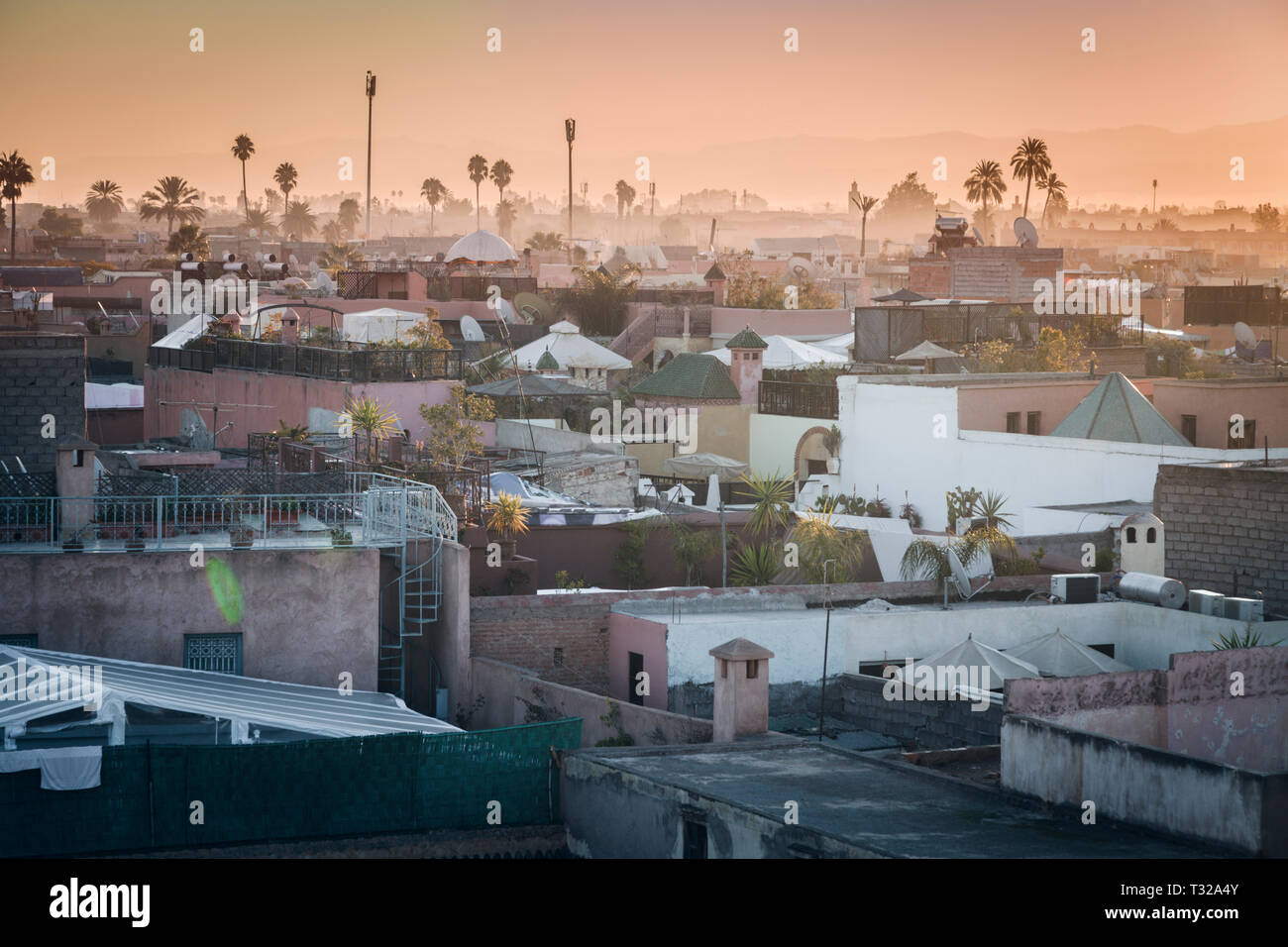 Panorama of Marrakesh at sunrise. Marrakesh, Marrakesh-Safi, Morocco ...