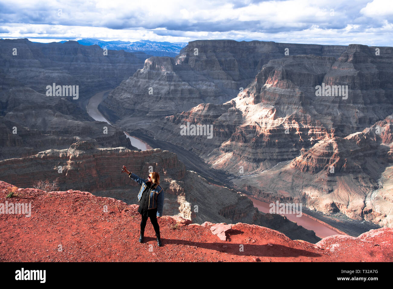 GRAND CANYON - February 19: Tourists take pictures at Eagle Point at ...