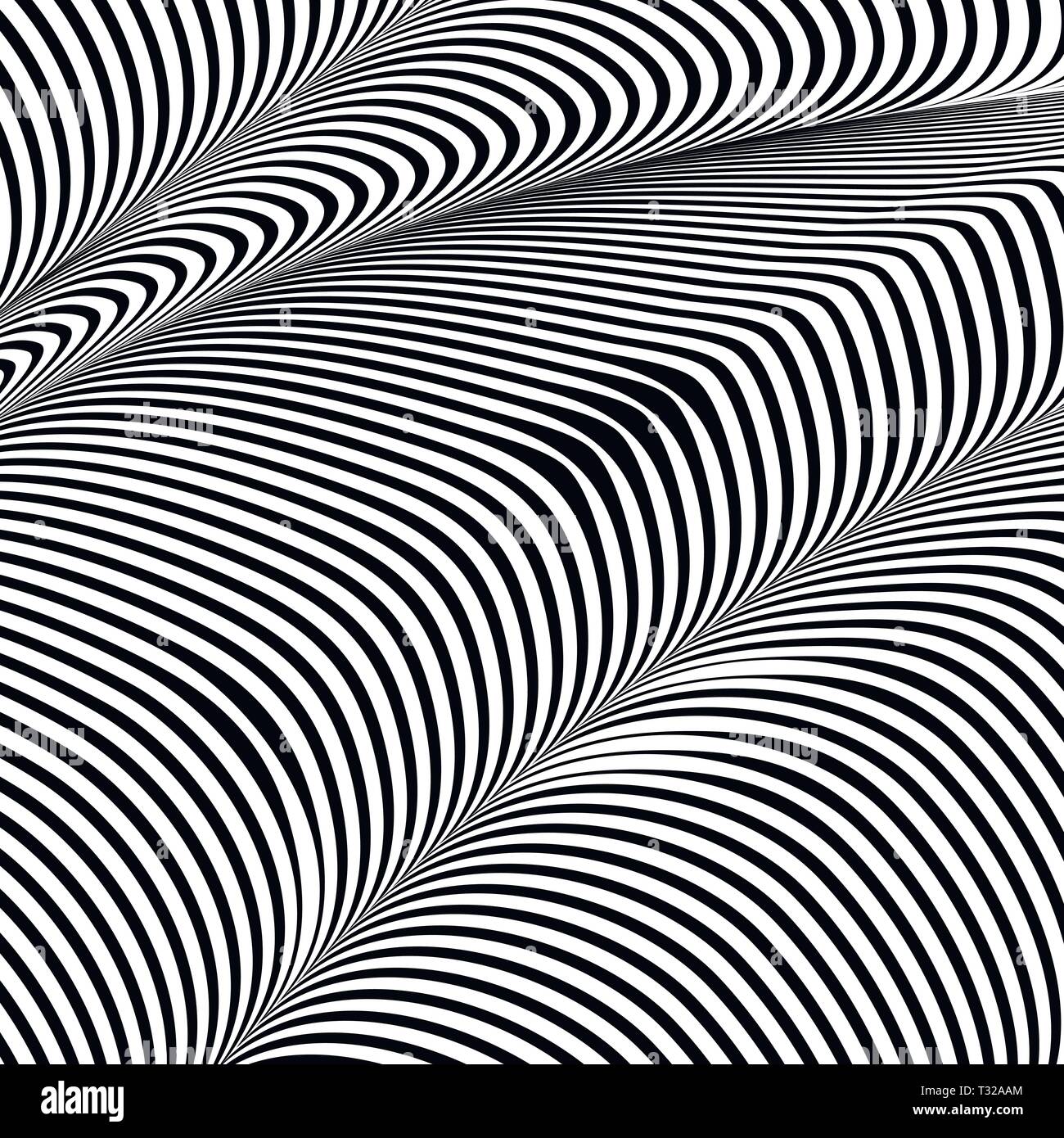 Abstract wavy background, optical art, opart striped. Vector waves ...