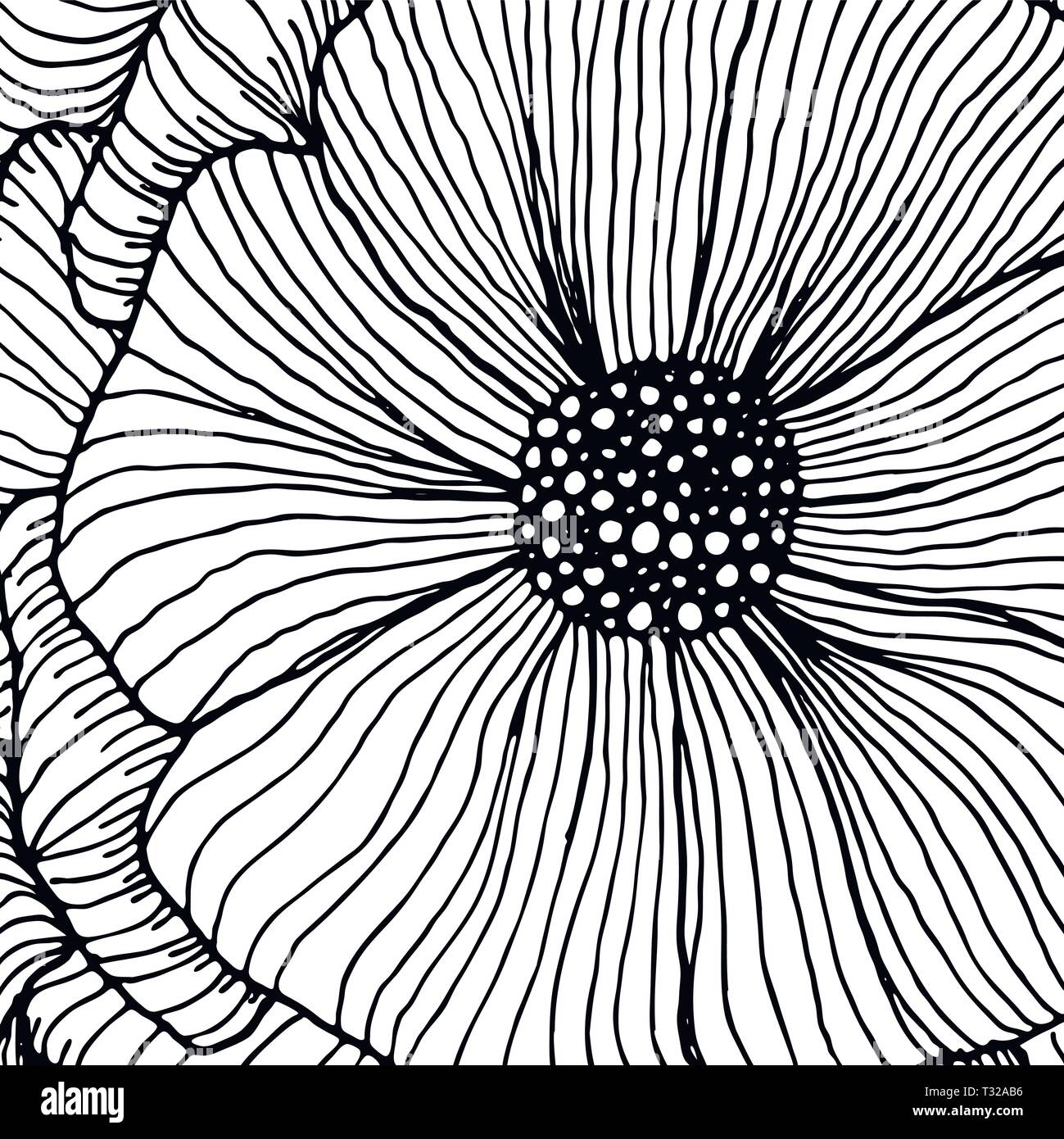 Vector doodle outline abstract ornamental flowers stripe background ...