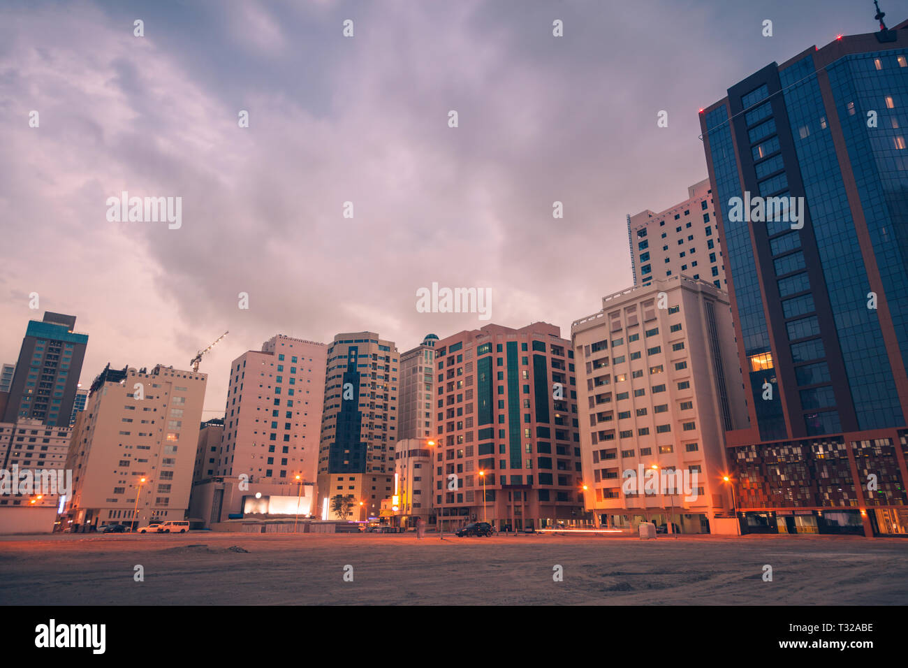 Architecture of Juffair at night. Juffair, Bahrain Stock Photo - Alamy