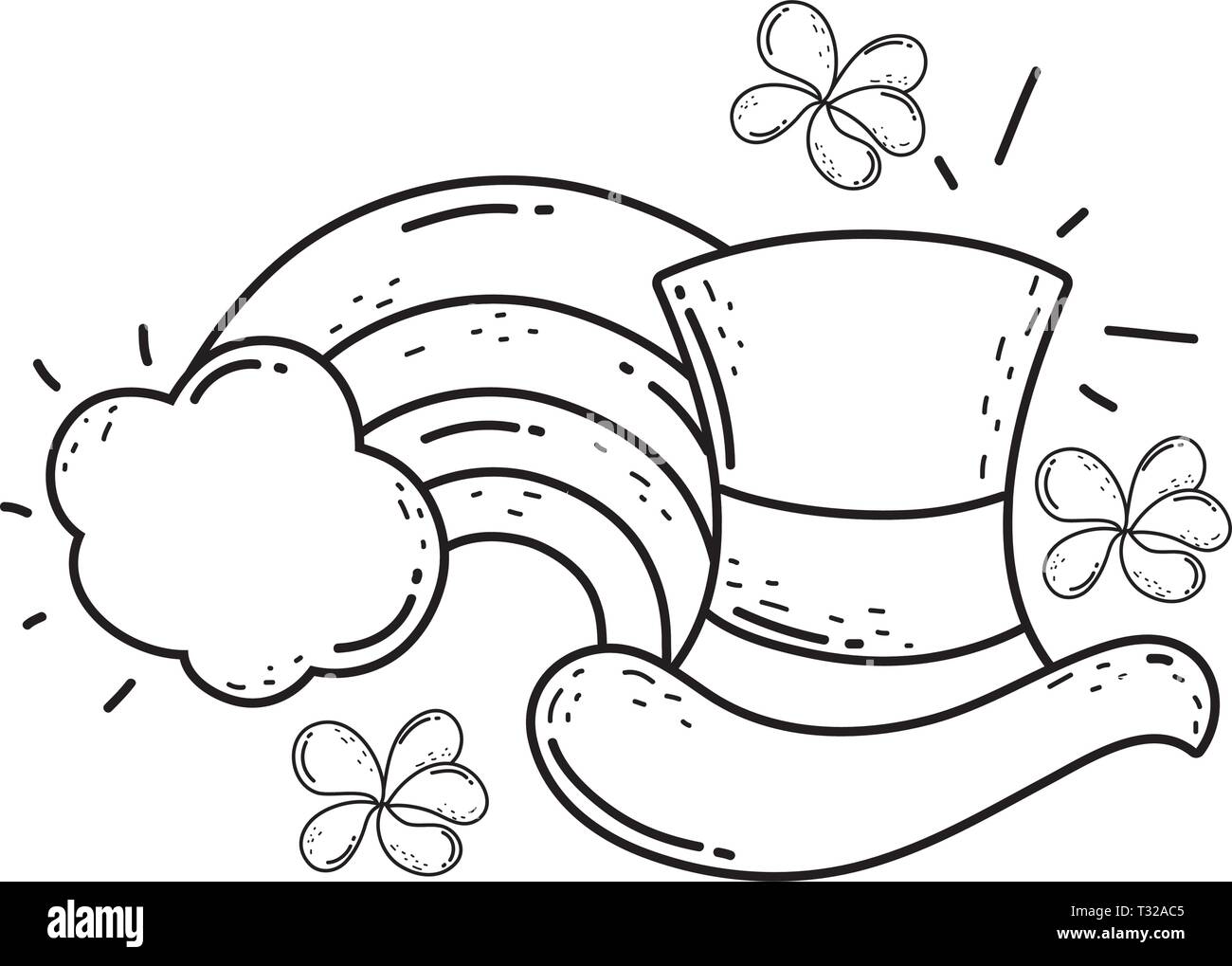 cute leprechaun hat and rainbow vector illustration design Stock Vector ...