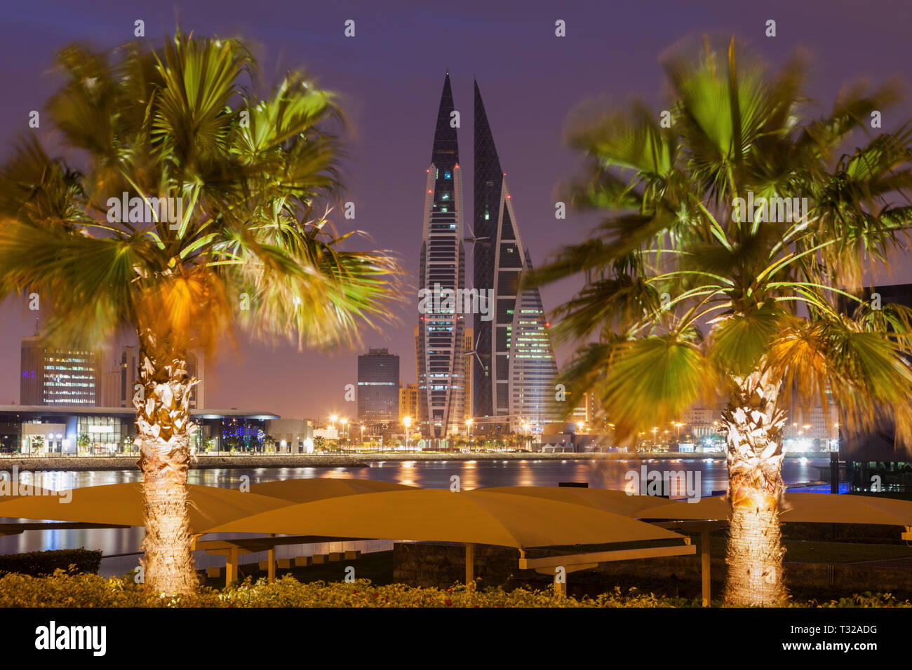 Modern architecture of Manama at night. Manama, Bahrain Stock Photo - Alamy