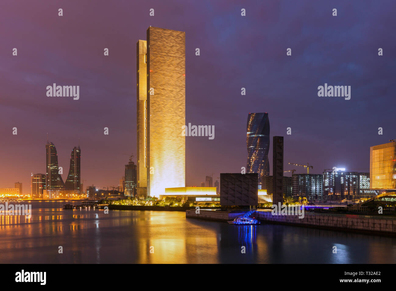 Modern architecture of Manama at night. Manama, Bahrain Stock Photo - Alamy