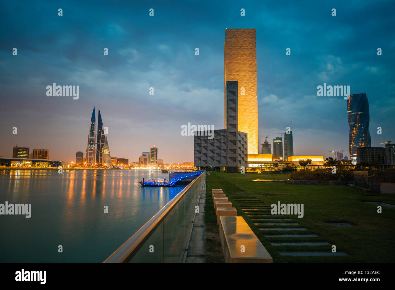 Modern architecture of Manama at night. Manama, Bahrain Stock Photo - Alamy