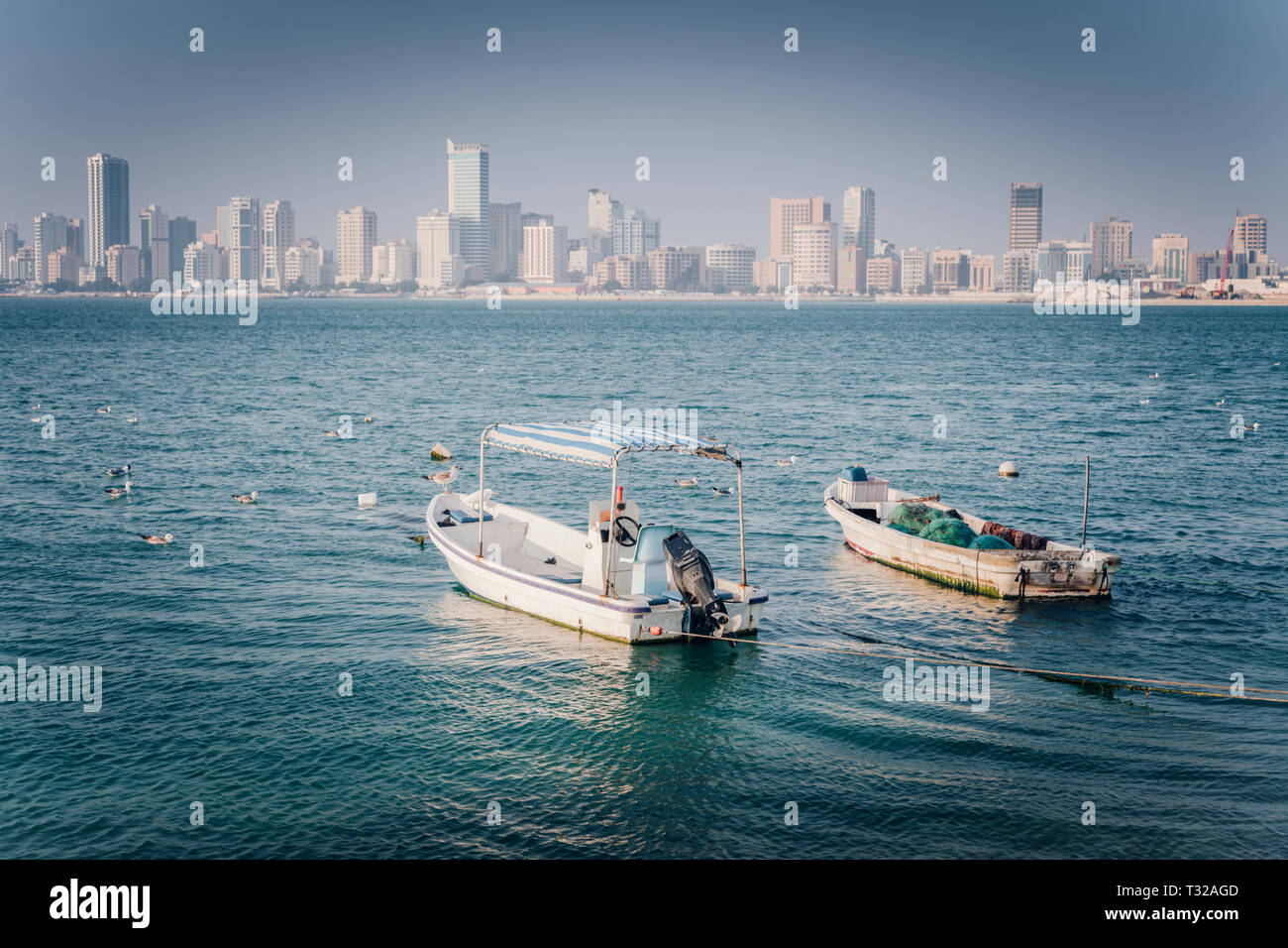 Panorama of Manama with fishing boats. Manama, Bahrain Stock Photo - Alamy