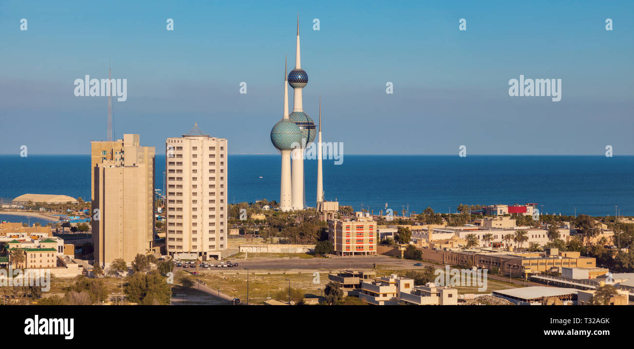 Kuwait City panorama - aerial view. Kuwait City, Kuwait Stock Photo - Alamy
