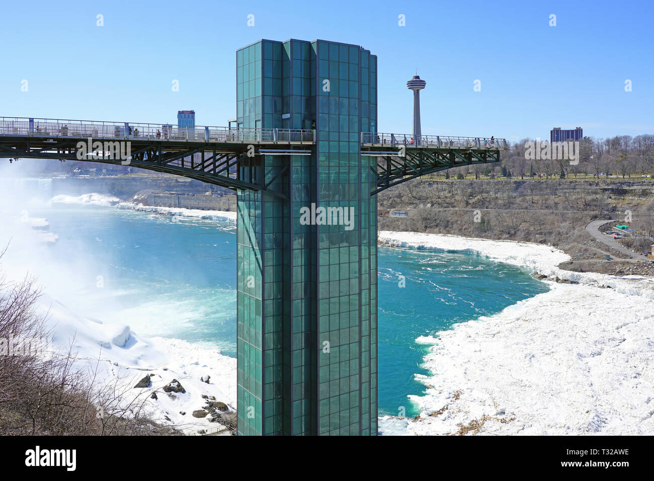 NIAGARA FALLS, NY -27 MAR 2019- View of the Niagara Falls Observation ...