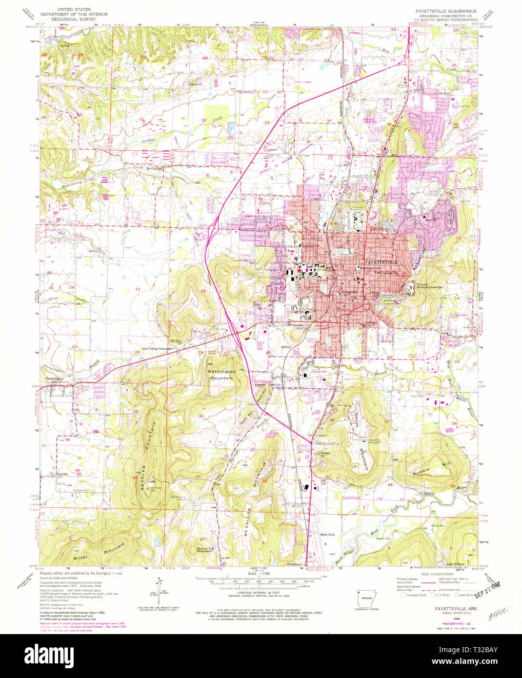 USGS TOPO Map Arkansas AR Fayetteville 258447 1958 24000 Restoration ...