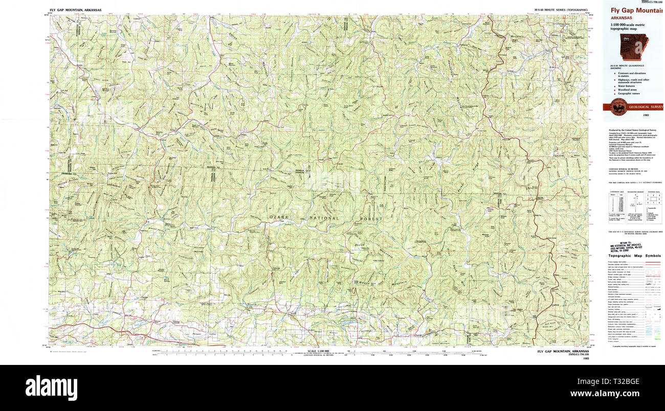 USGS TOPO Map Arkansas AR Fly Gap Mountain 260410 1983 100000 ...