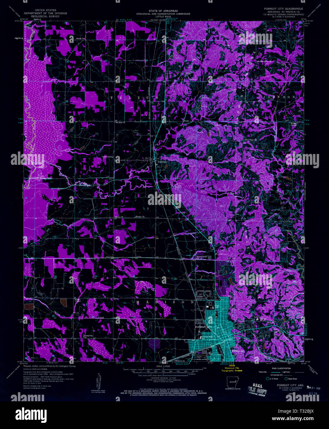 Map of forrest city hi-res stock photography and images - Alamy