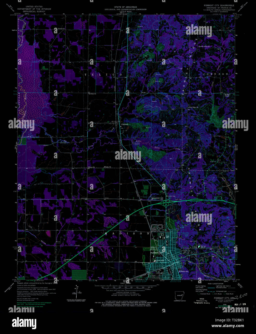 Map of forrest city hi-res stock photography and images - Alamy