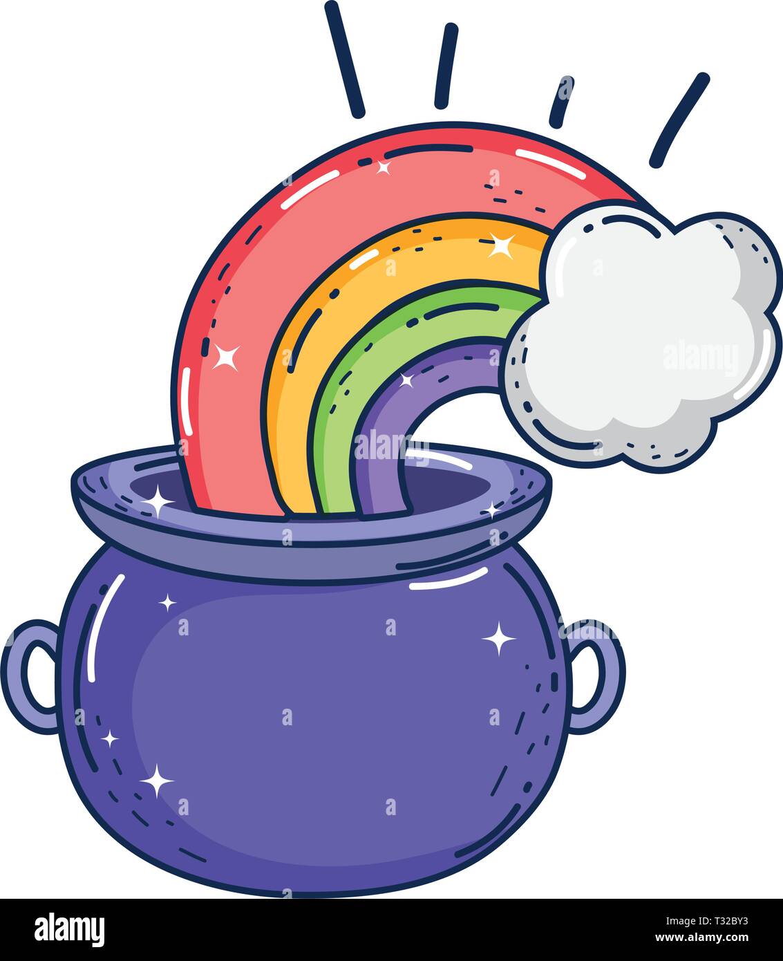 treasure cauldron with rainbow saint patrick day vector illustration ...