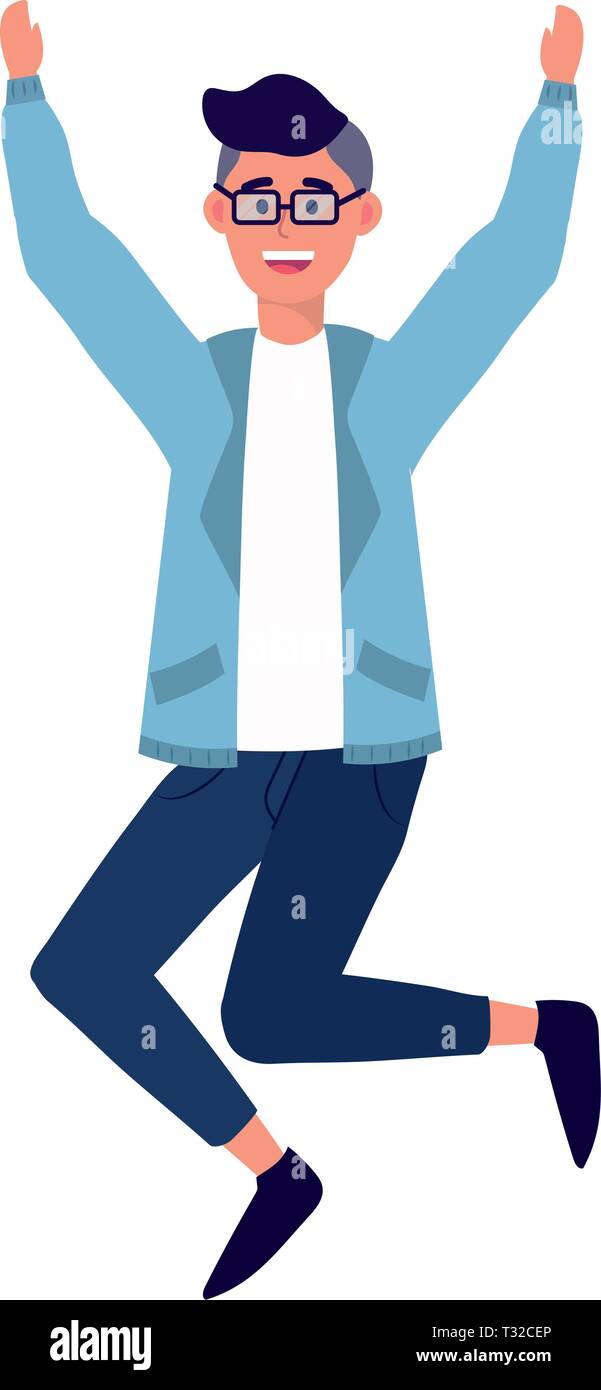 Happy Cartoon Man Jumping