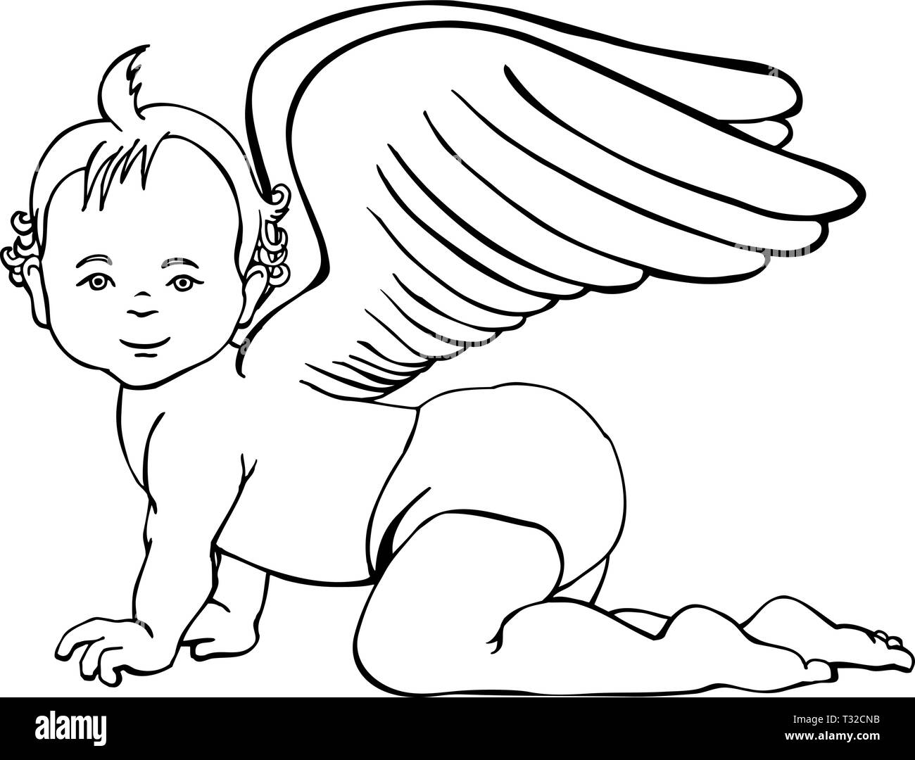 Baby Angel Clipart Black And White