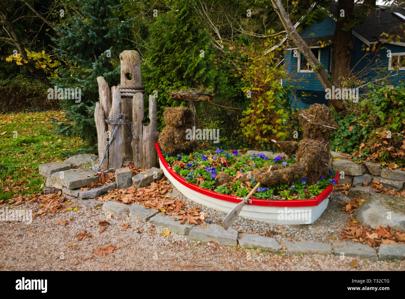 Nautical theme garden at Crescent Beach, Surrey, British Columbia Stock ...