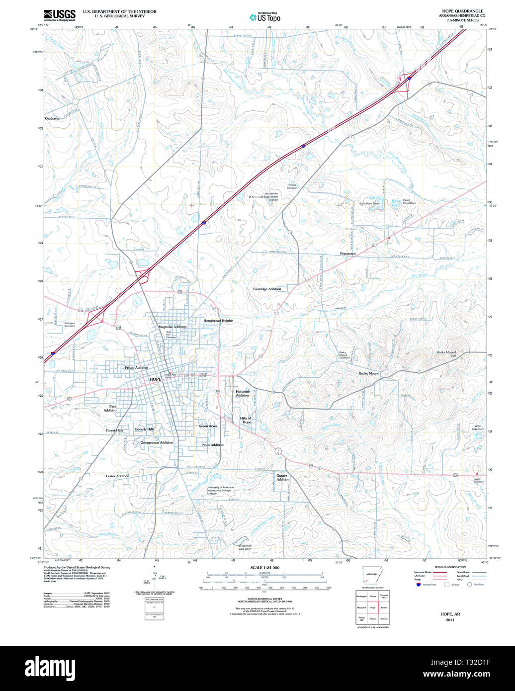 Hope arkansas map hi-res stock photography and images - Alamy