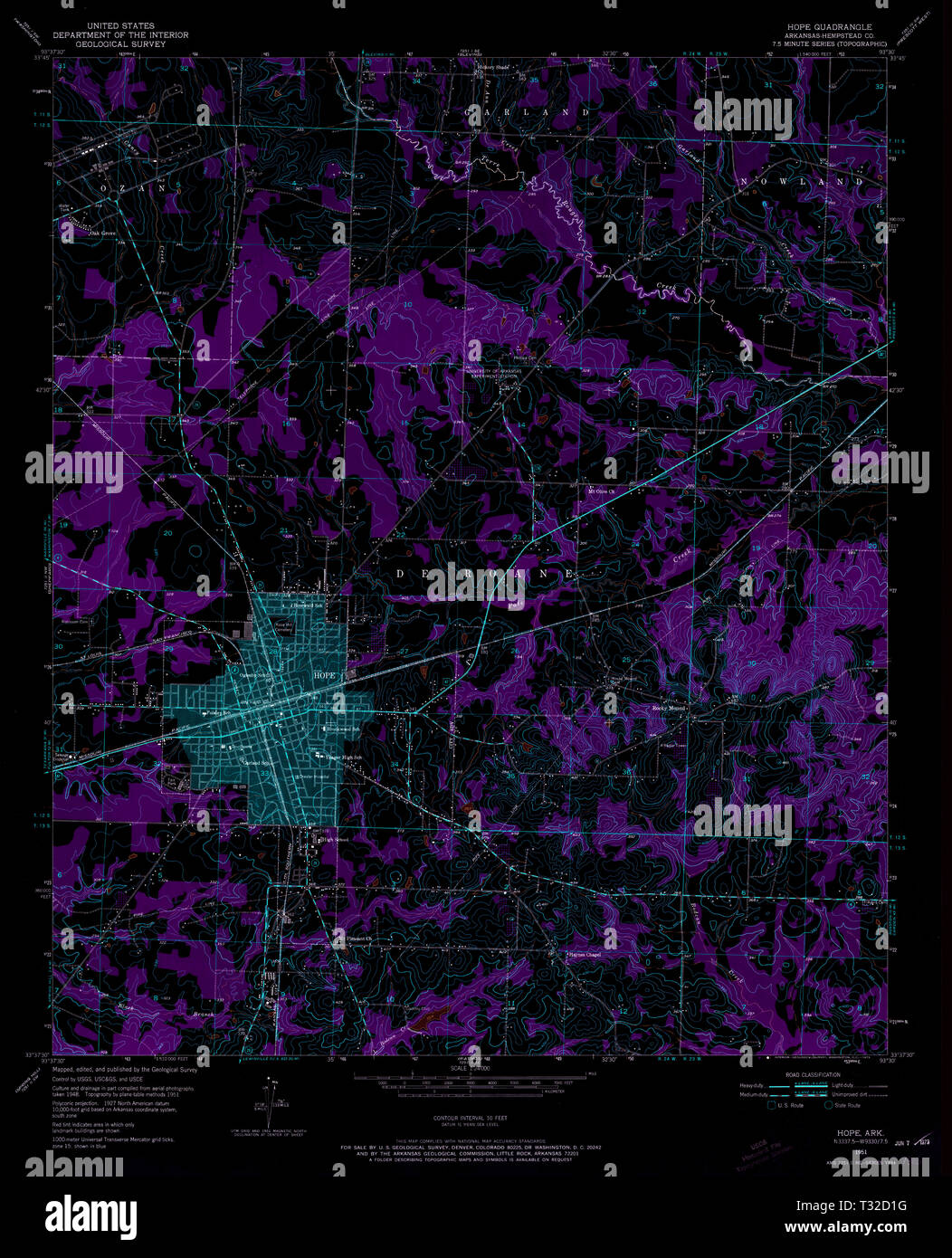 Hope arkansas map hi-res stock photography and images - Alamy