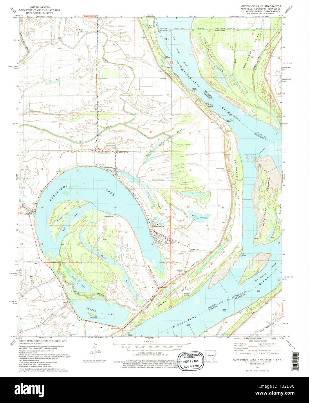 USGS TOPO Map Arkansas AR Horseshoe Lake 258761 1981 24000 Restoration ...