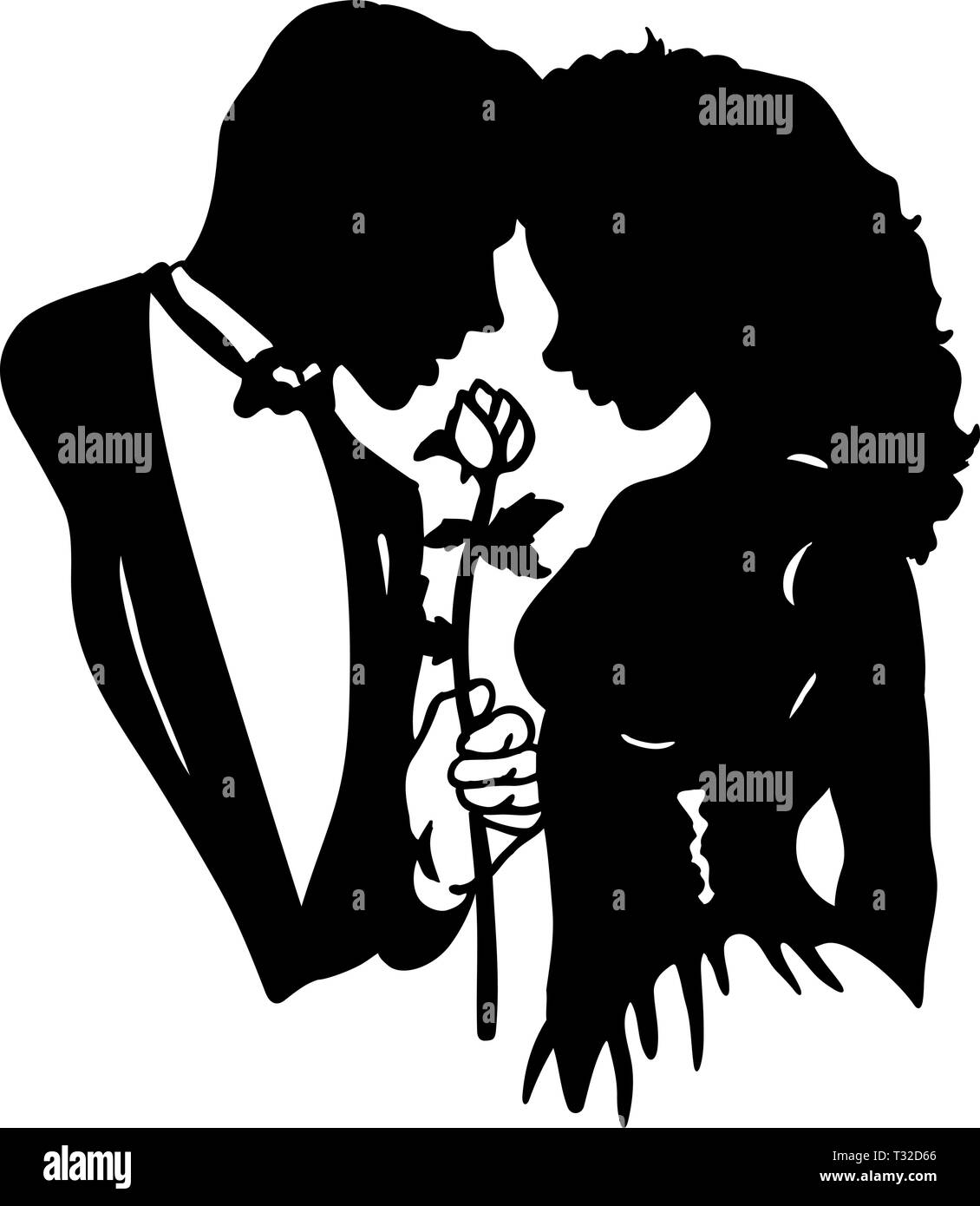 Prom Couple with Rose Vector Illustration Stock Vector Image & Art - Alamy