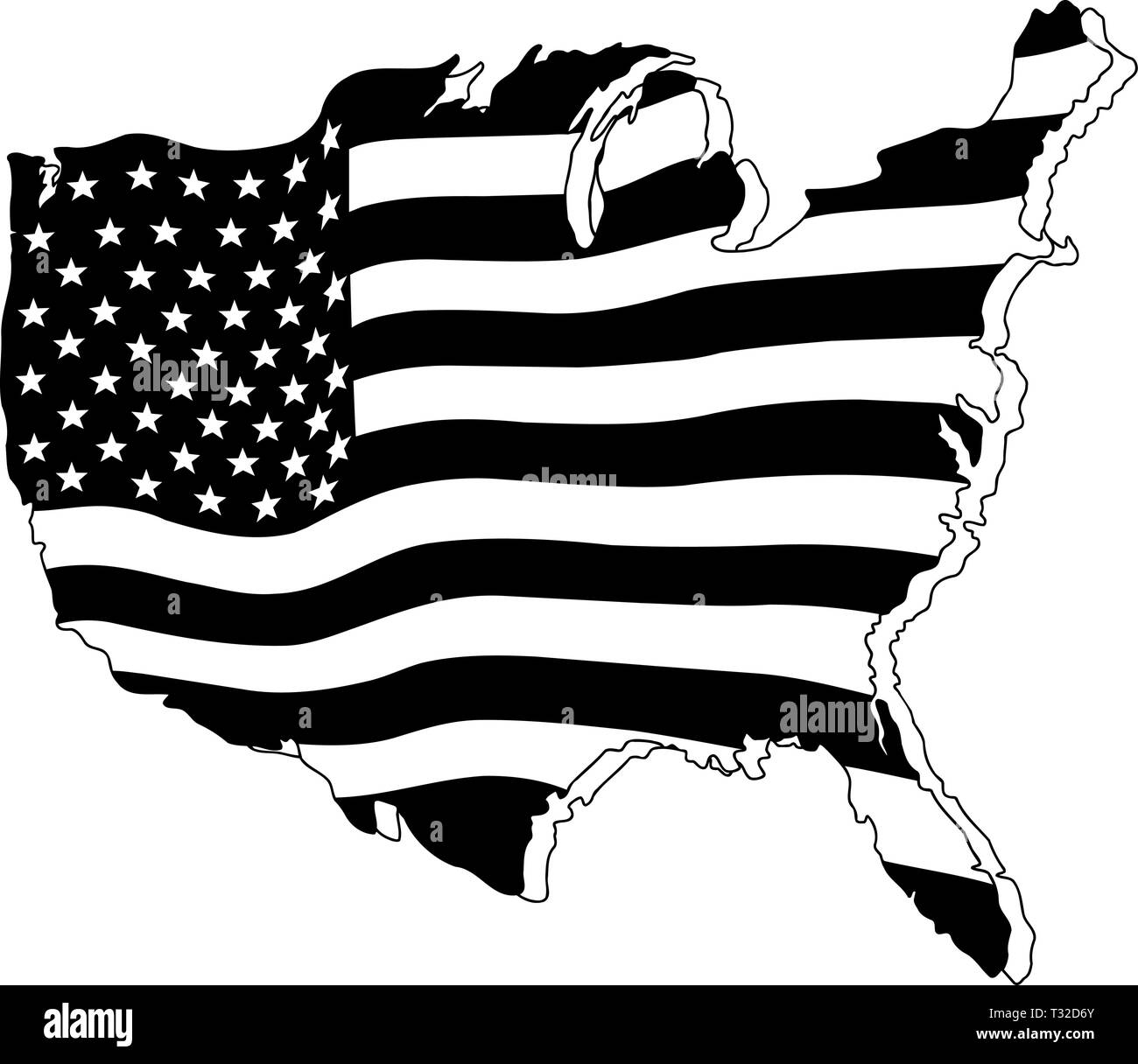 Usa america illustration flag Black and White Stock Photos & Images - Alamy