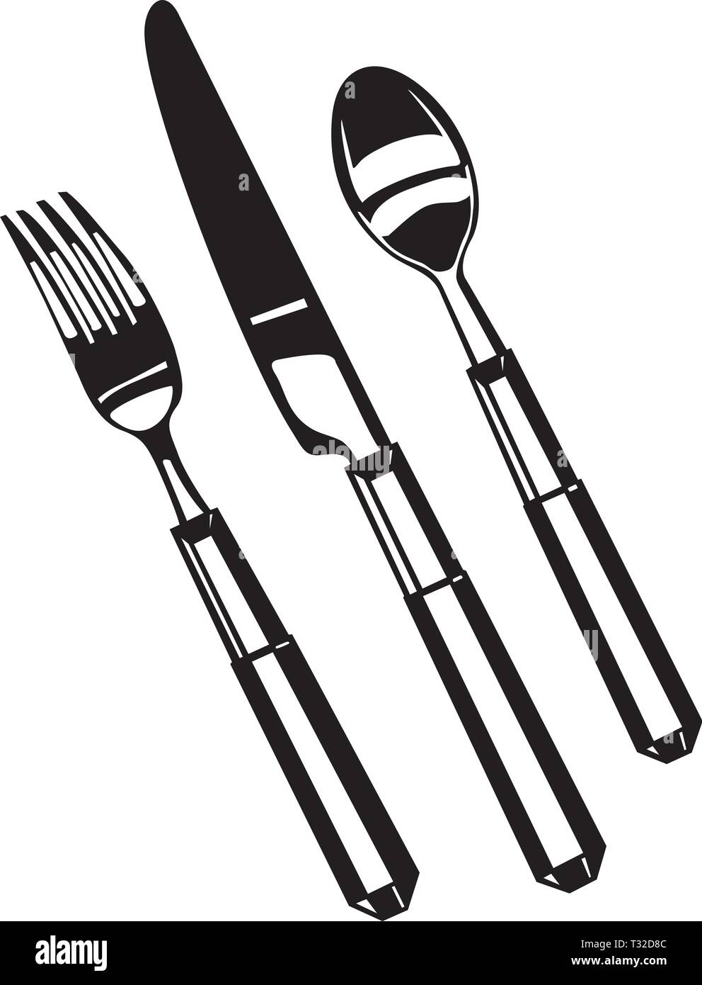 Silver flatware Stock Vector Images - Alamy