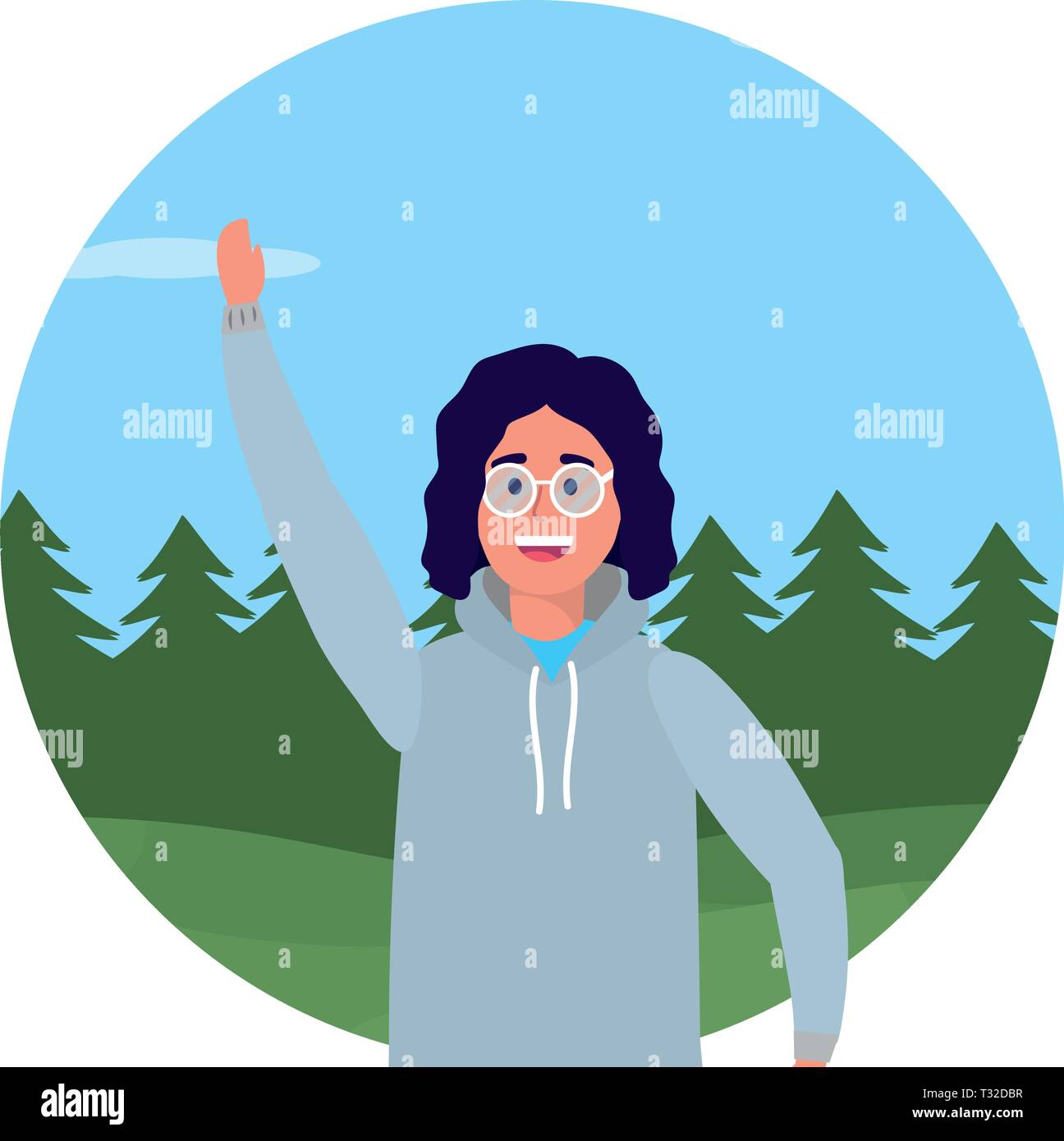 young happy man at nature park cartoon vector illustration graphic ...