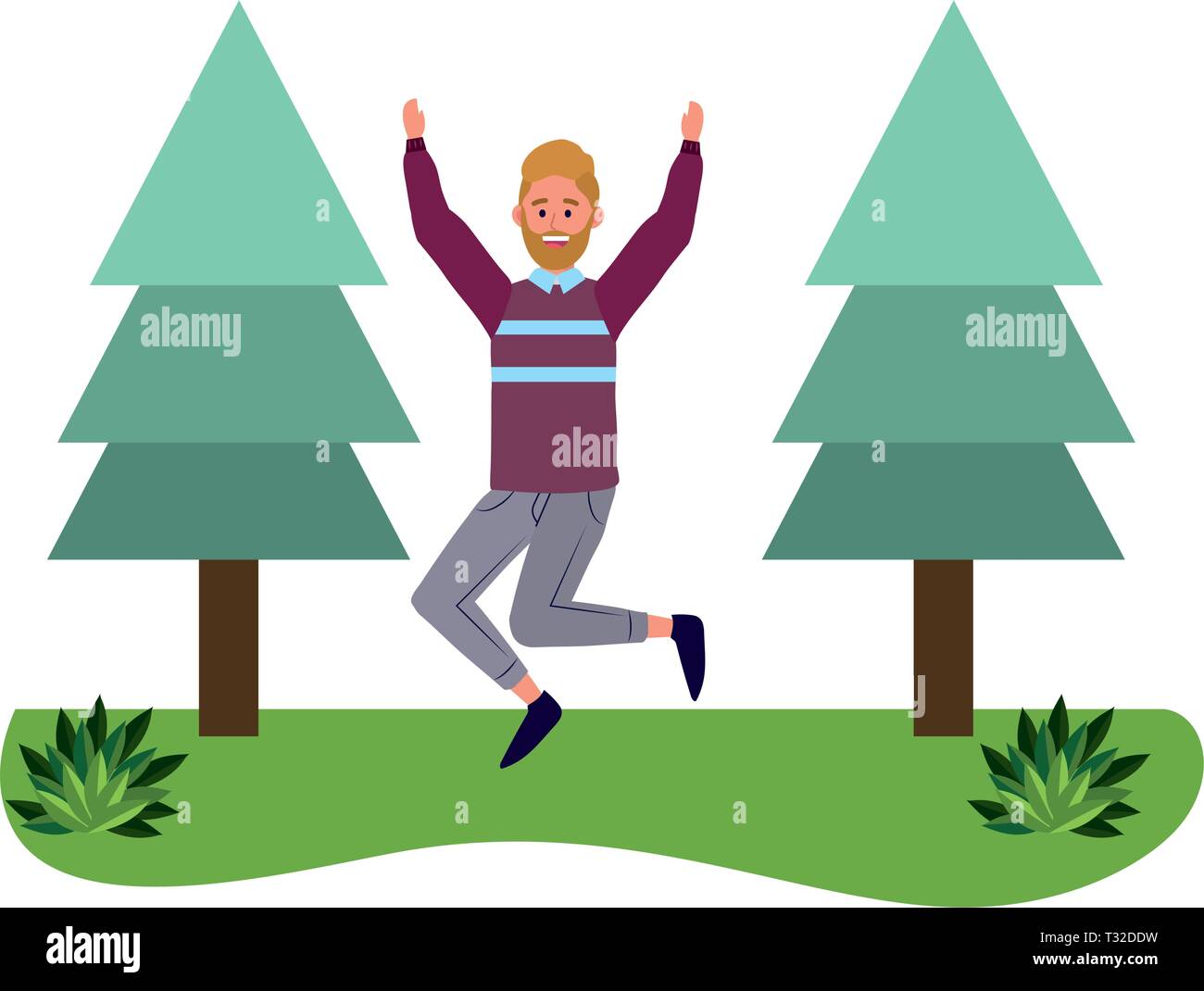 young happy man at nature park cartoon vector illustration graphic ...