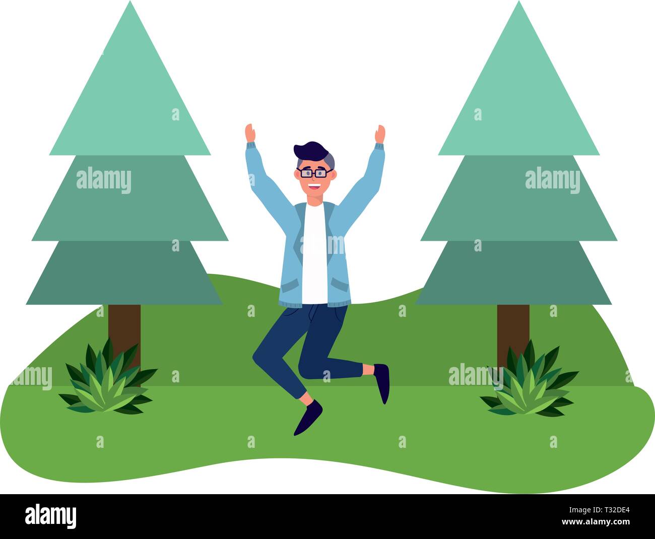 young happy man at nature park cartoon vector illustration graphic ...