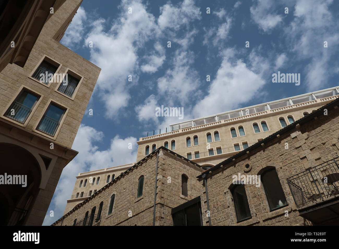Old and new buildings on Alrov Mamilla Avenue in Mamila Mall shopping ...