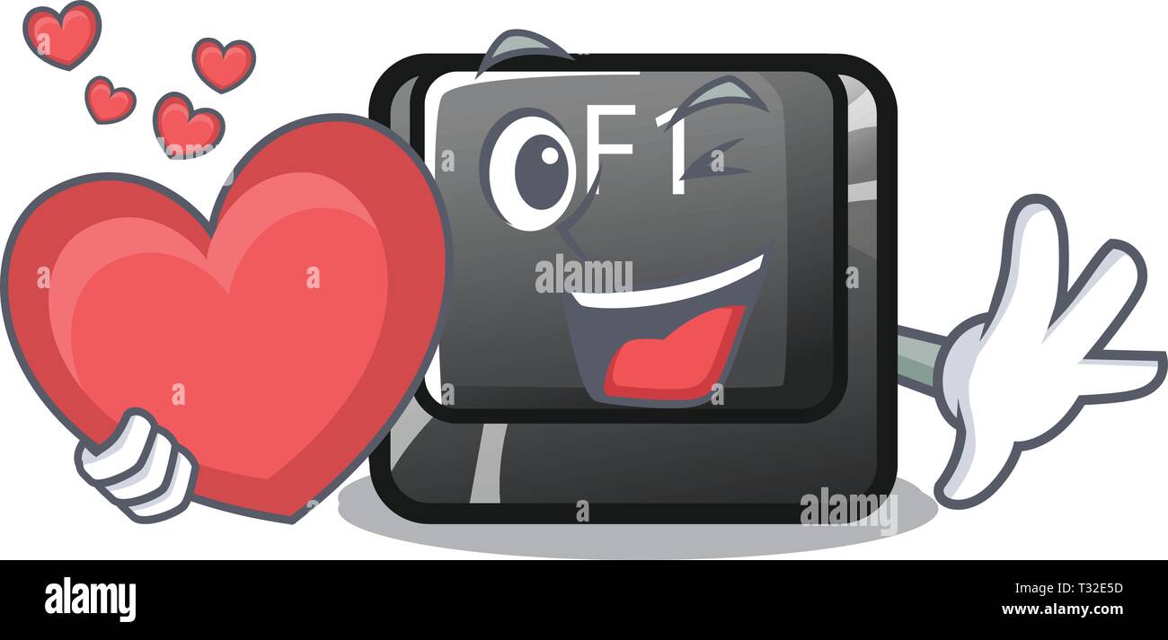 With heart button f1 cartoon on the keyboard Stock Vector Image & Art ...