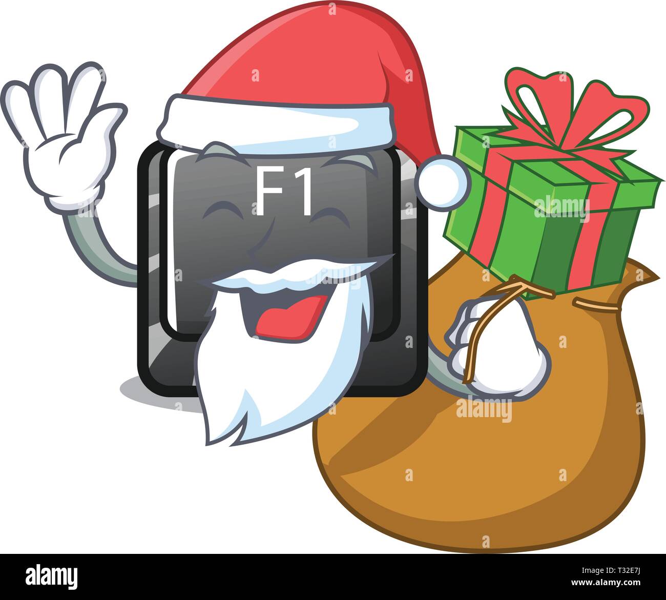 Santa with gift cartoon f1 button installed on keyboard Stock Vector ...
