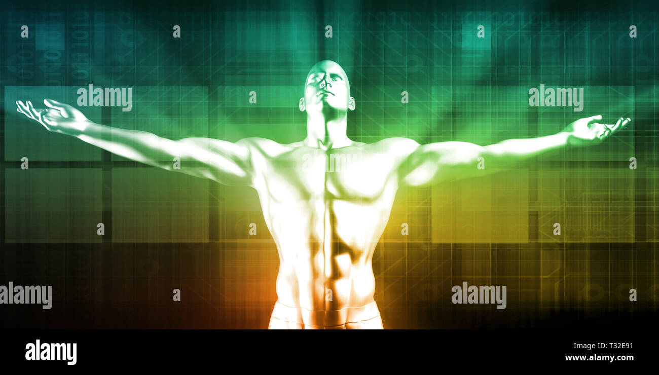 Man Embracing Technology and Being Empowered by Technologies Stock ...