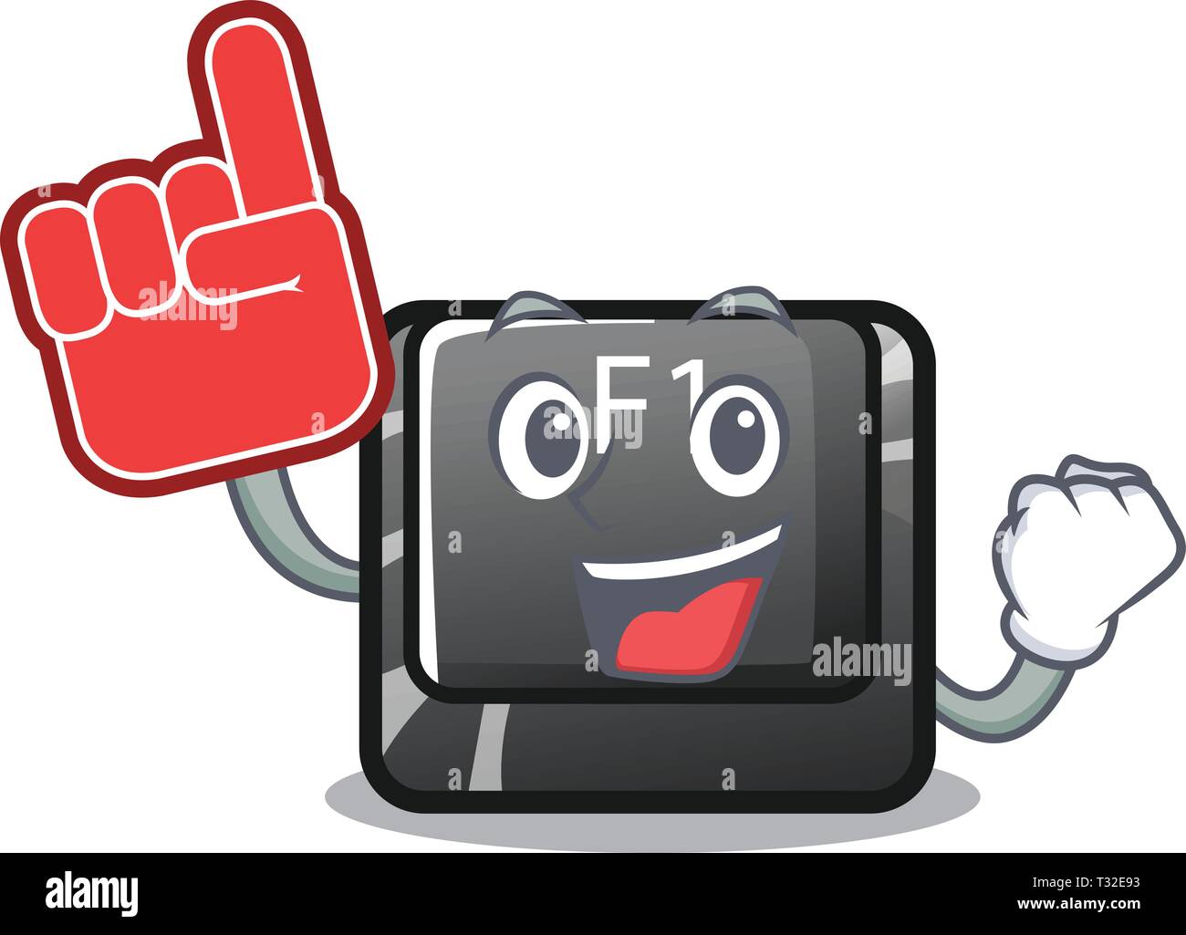 Foam finger cartoon f1 button installed on keyboard Stock Vector Image ...