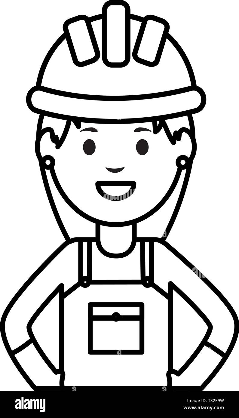 female builder worker with helmet vector illustration design Stock ...