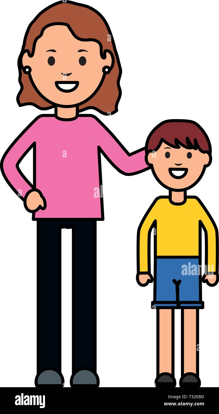 mother with son characters vector illustration design Stock Vector ...