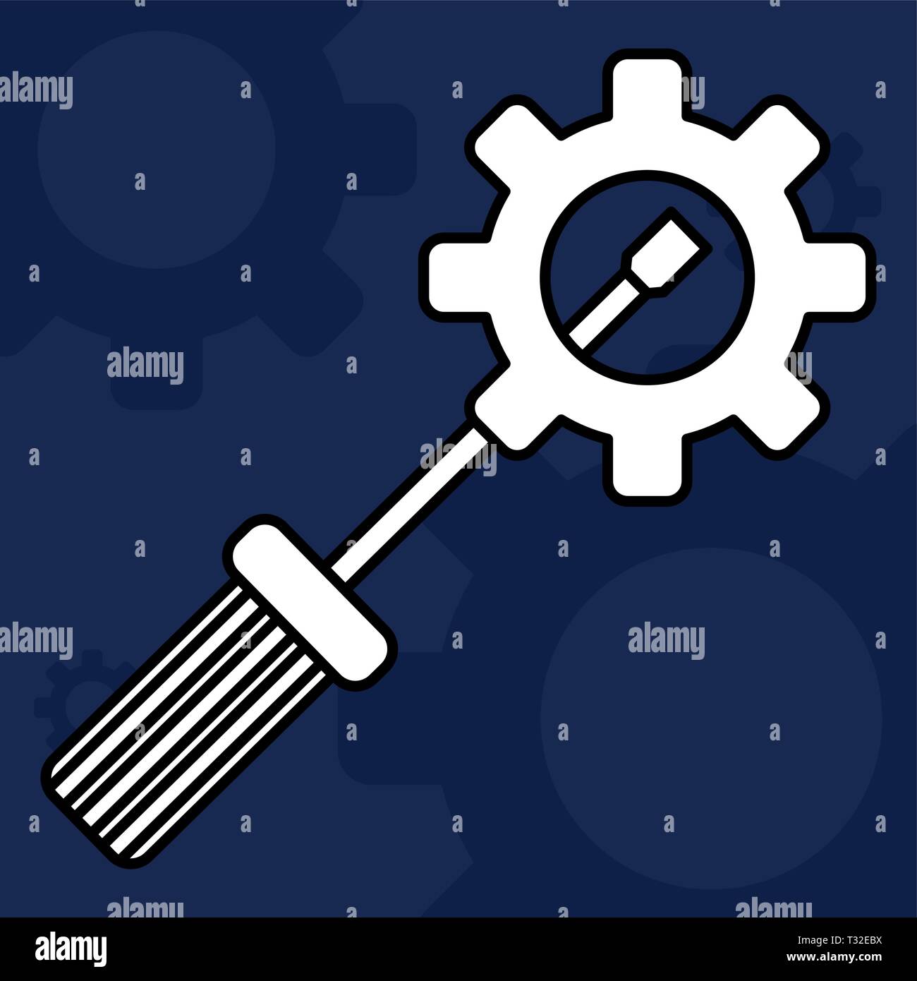 screwdriver tool with gear vector illustration design Stock Vector ...